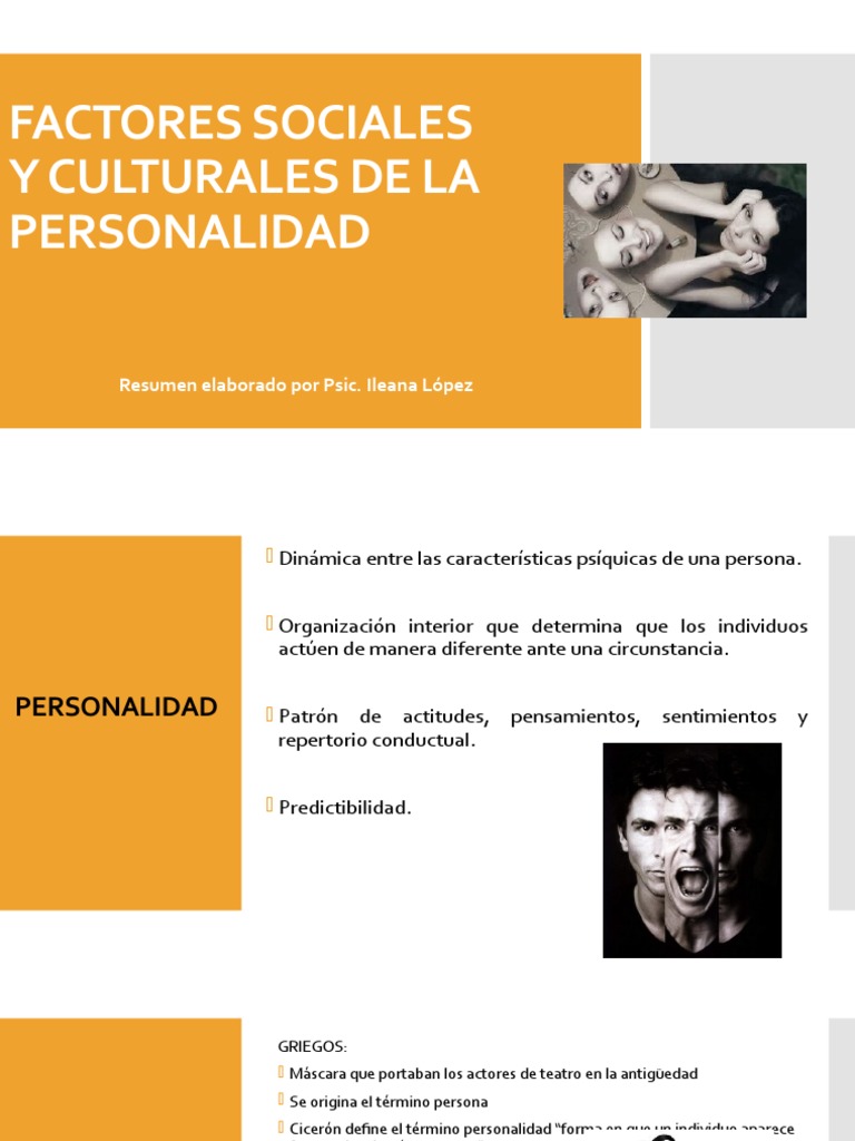 Factores Sociales y Culturales de La Personalidad | PDF | Sicología ...