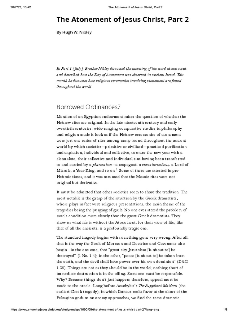 The Atonement of Jesus Christ, Part 2 | PDF | Sacrifice | Original Sin