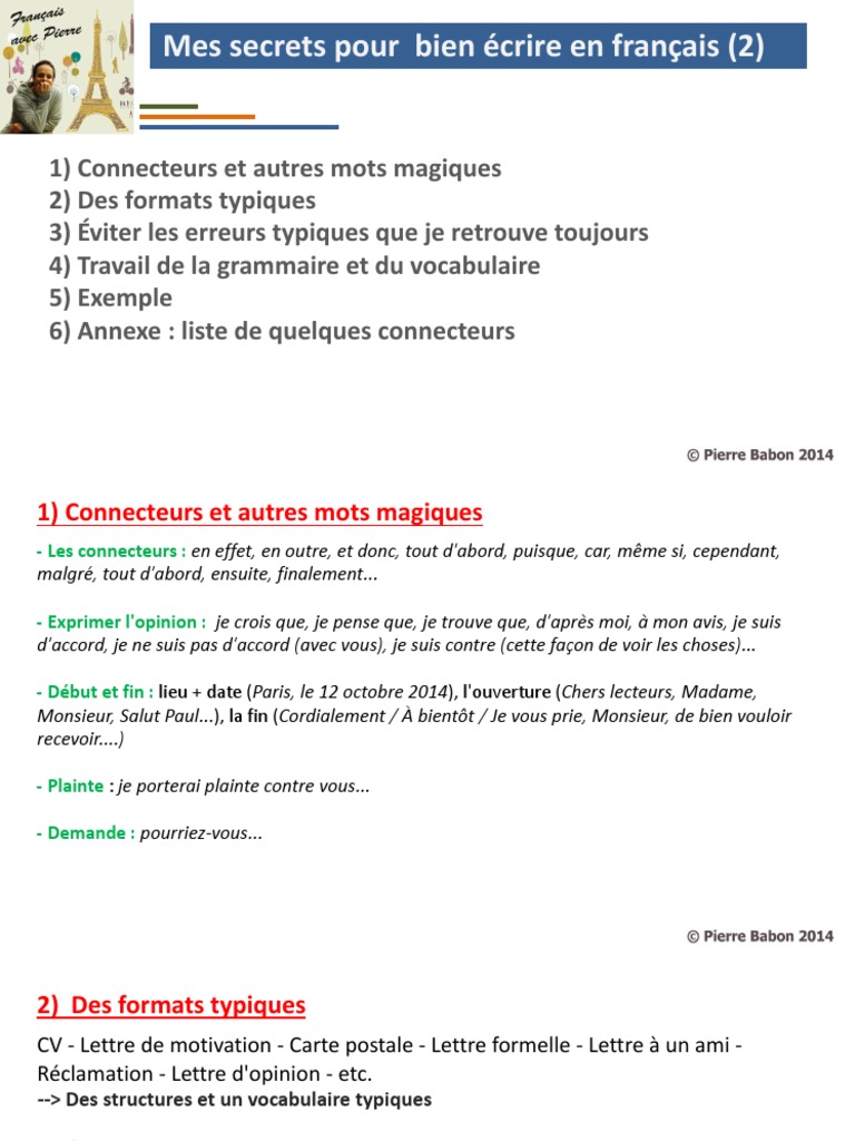 Secrets pour bien écrire en français | PDF
