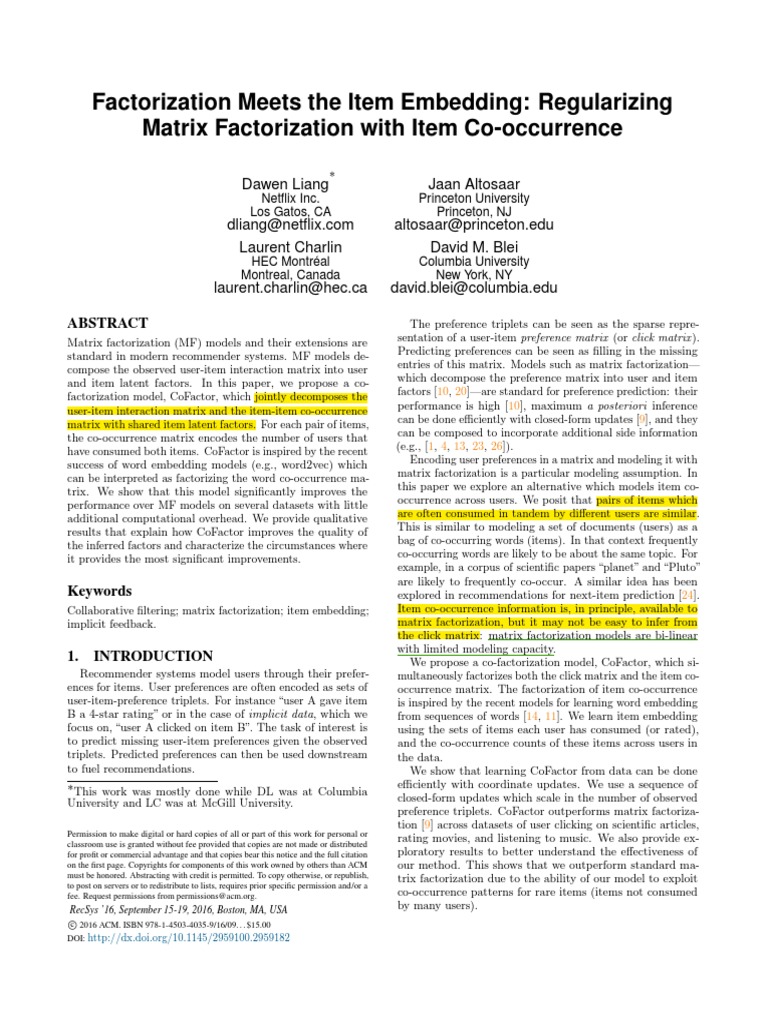 Factorization Meets The Item Embedding: Regularizing Matrix Factorization With Item Co ...