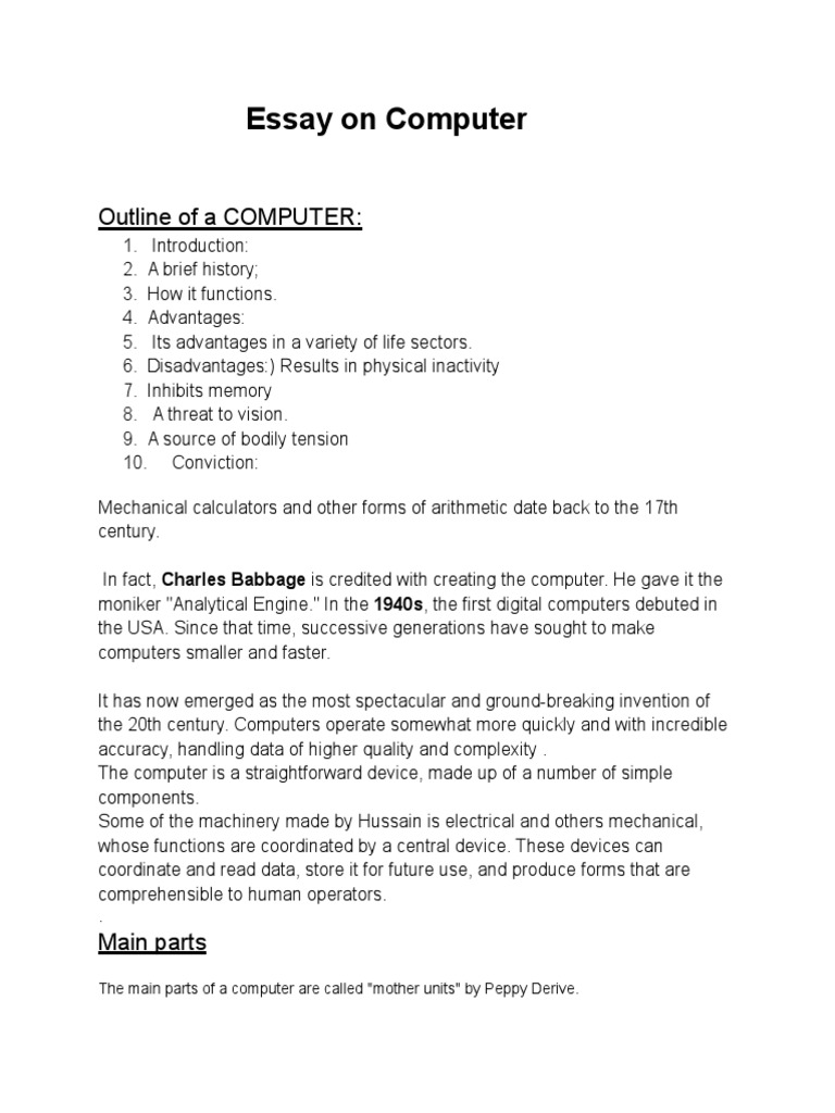 Essay On Computer | PDF | Computing | Information Age
