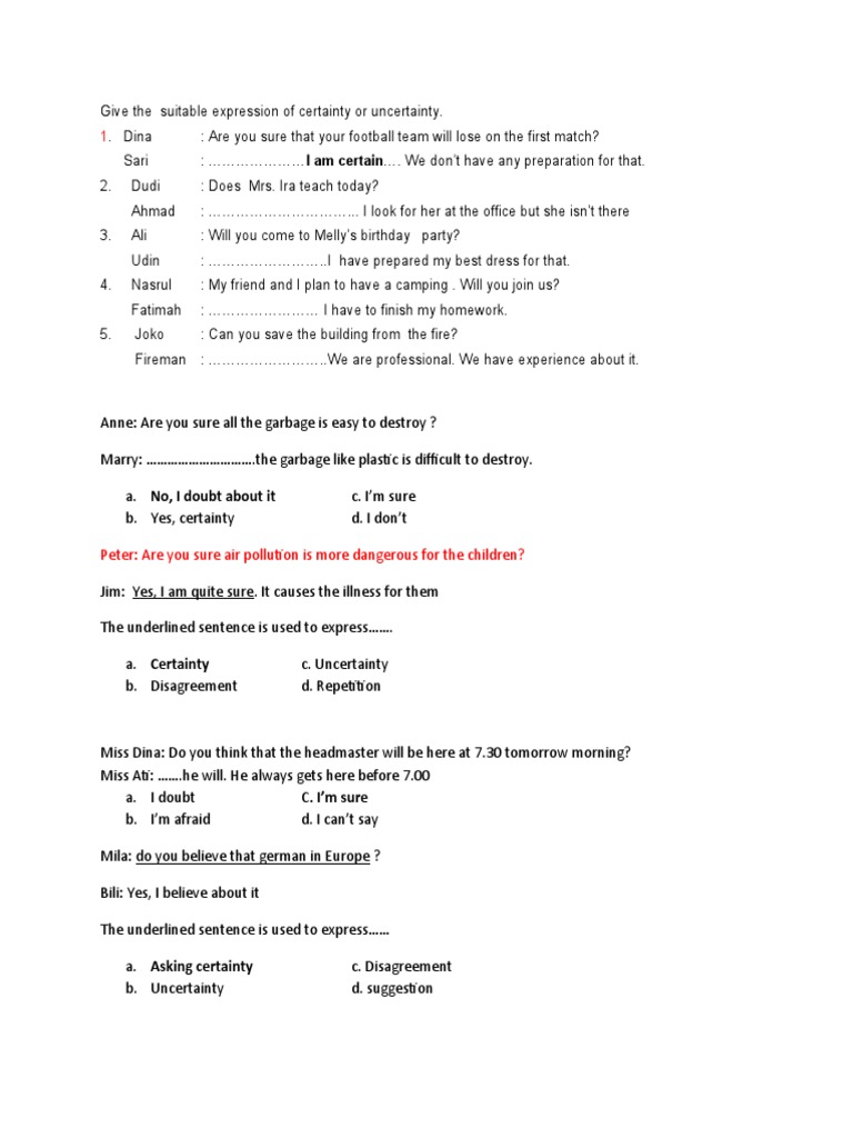 Expressing Certainty and Uncertainty Through Language | PDF