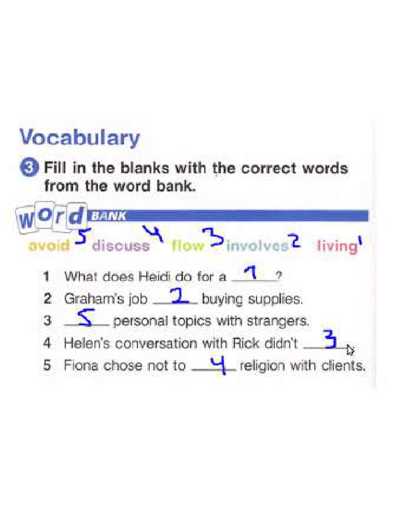 Fill in The Blanks With The Correct Words From The Word Bank | PDF