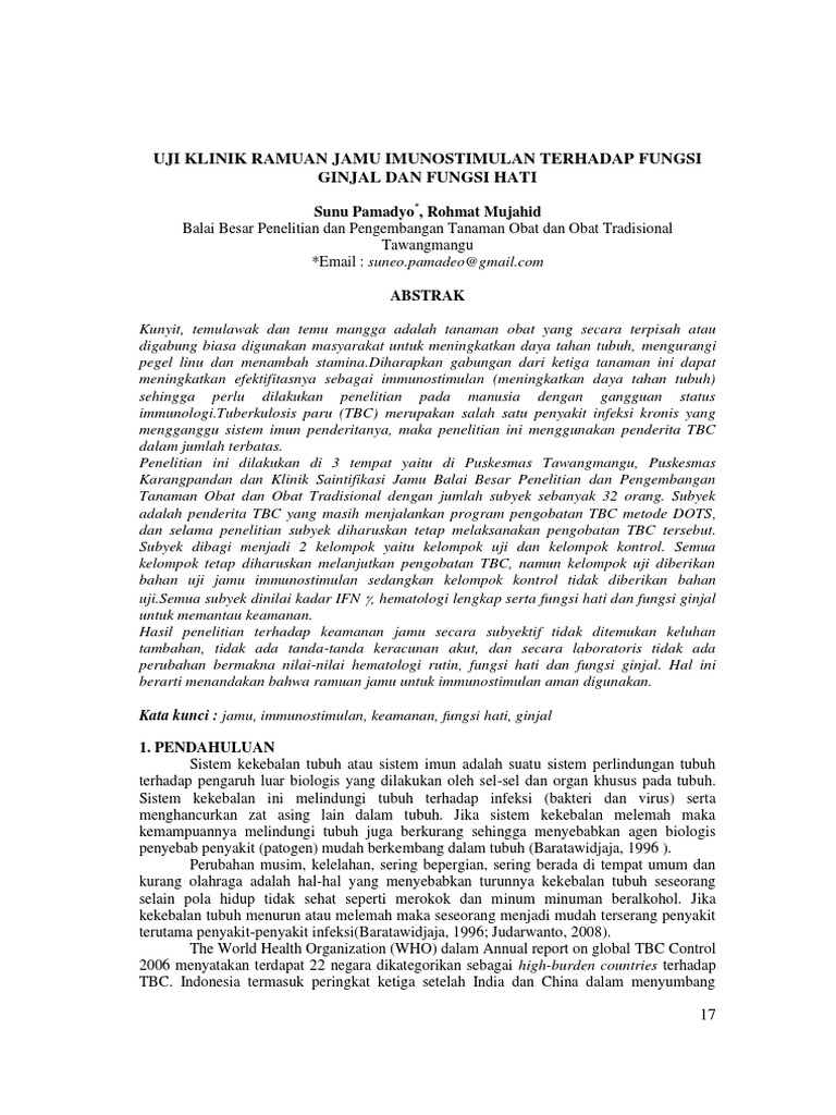 Uji Keamanan Jamu Imunostimulan TBC | PDF | Kesehatan Holistik
