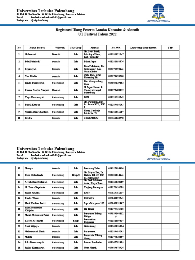 Form Penilaian Juri Singing Competition | PDF