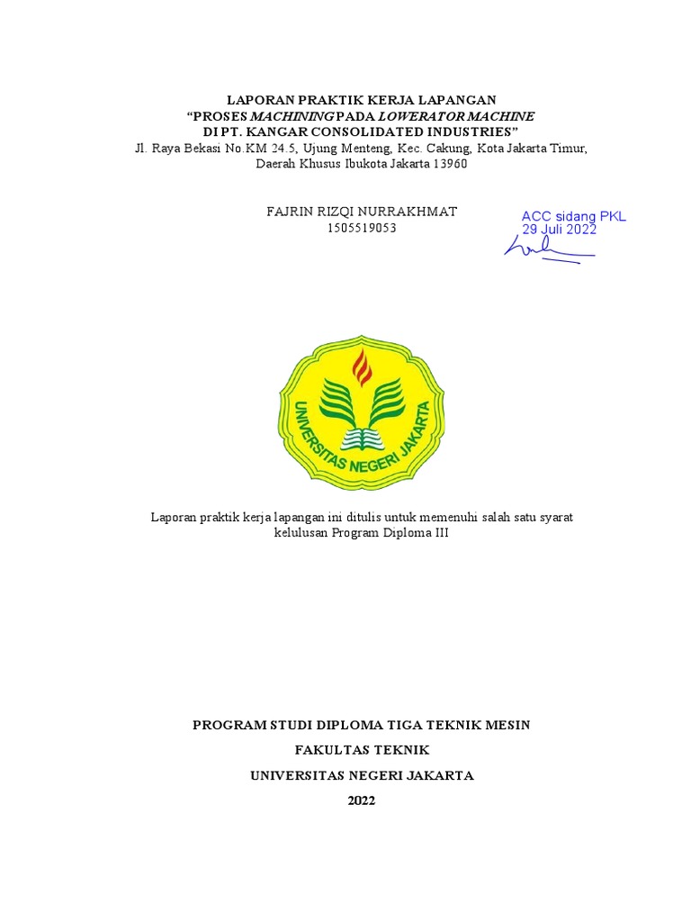 Proses Machining di PT Kangar KCI | PDF | Bisnis | Teknologi & Rekayasa
