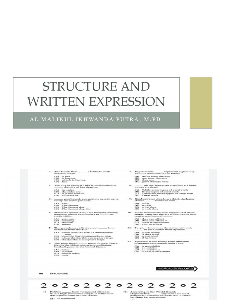 Structure and Written Expression | PDF