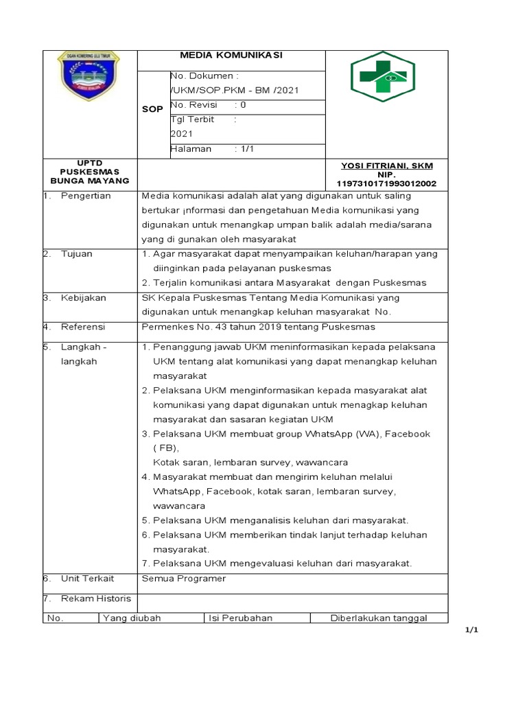 SOP Media Komunikasi | PDF
