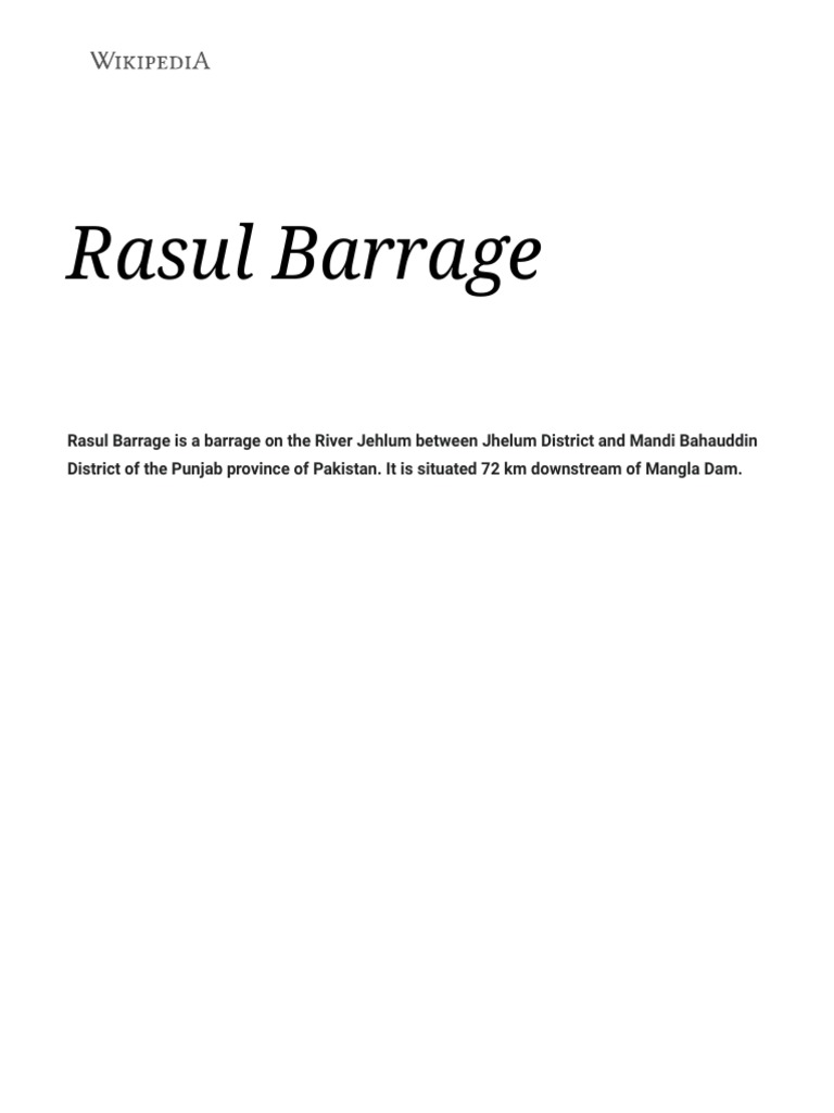 Rasul Barrage - Wikipedia | PDF | Environmental Engineering | Water And ...