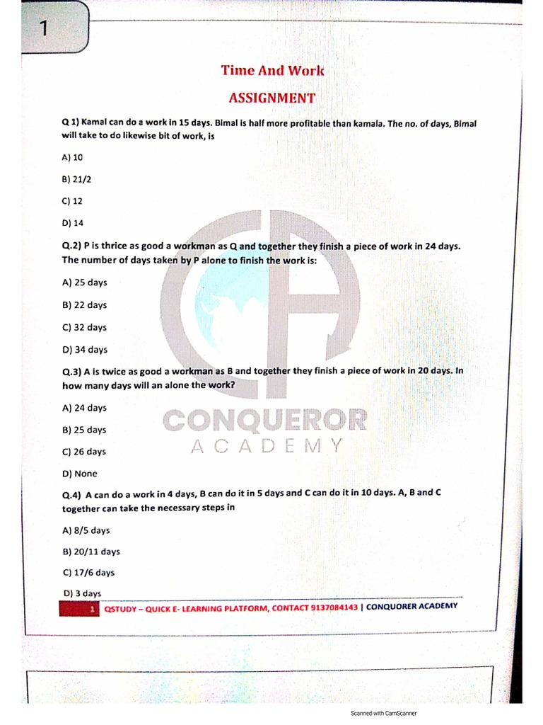 Assignment Time and Work | PDF