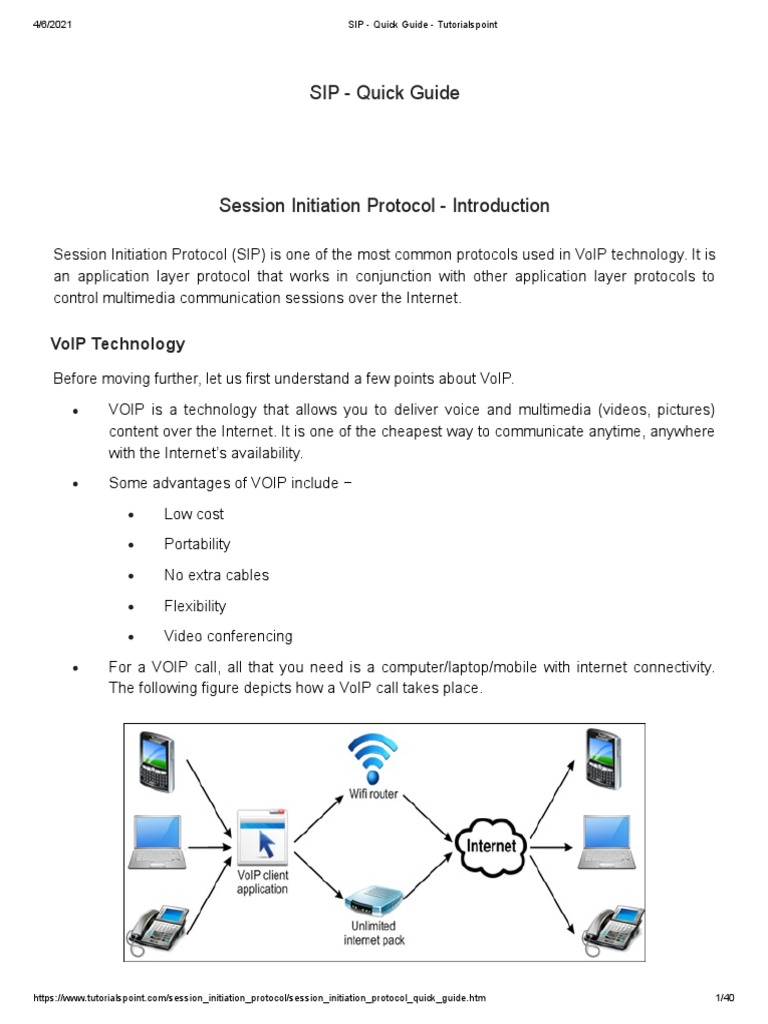 SIP - Quick Guide - Tutorialspoint | PDF | Session Initiation Protocol | Communication