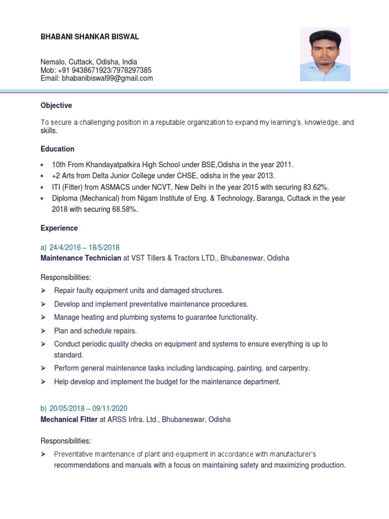 Bhabani Shankar Biswal - CV | PDF