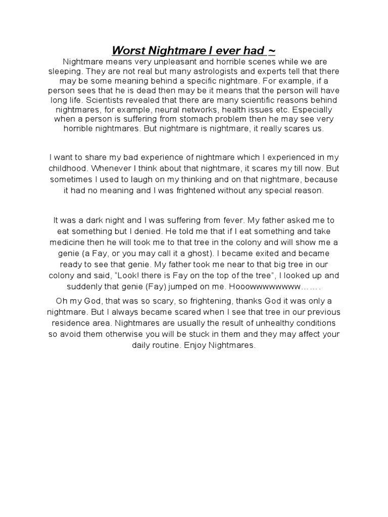 Worst Nightmare I Ever Had | PDF