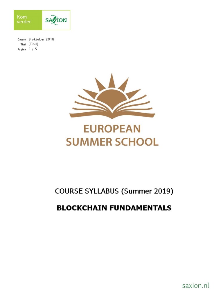 COURSE SYLLABUS (Summer 2019) : Blockchain Fundamentals | PDF | Cryptocurrency | Applications Of ...