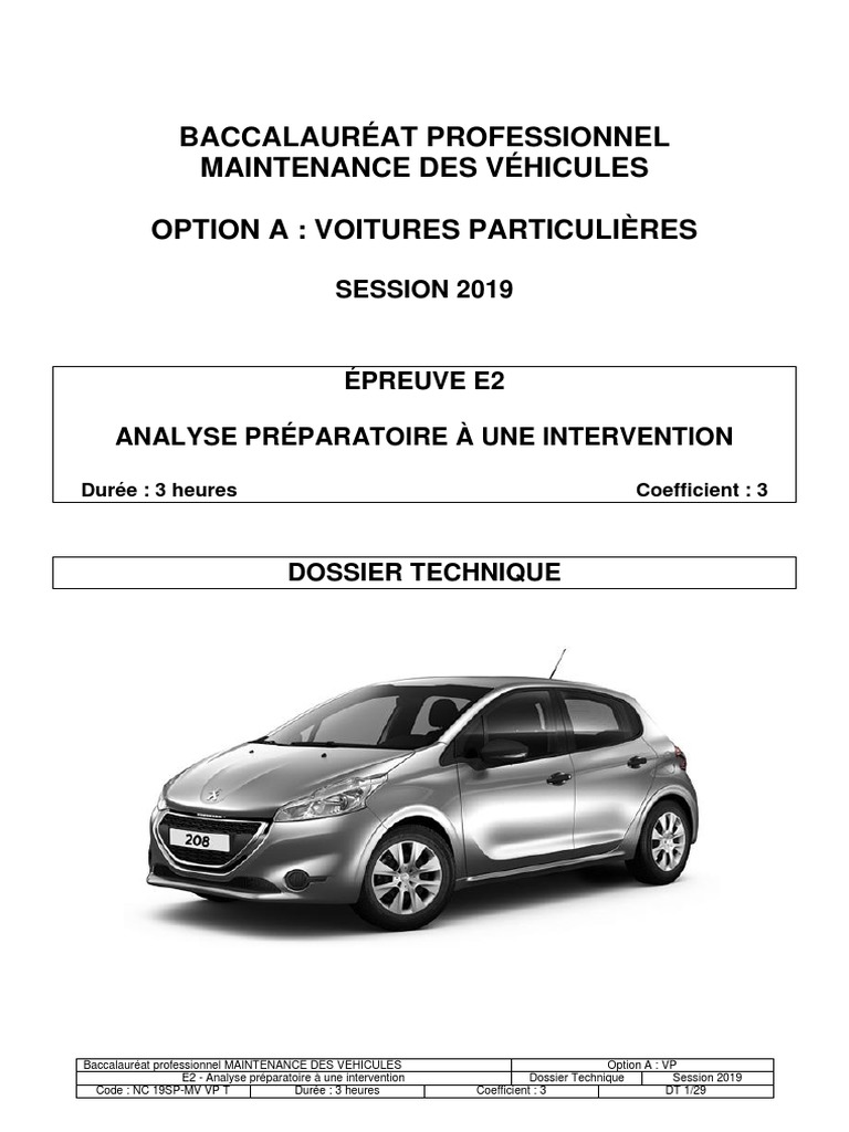 Bac Pro Maintenance Véhicules VP 2019 | PDF | Propulsion | Machine