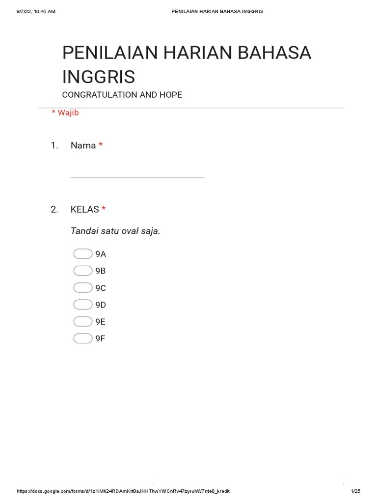 PH 1 Congratulation & Hope 21 - Google Formulir | PDF