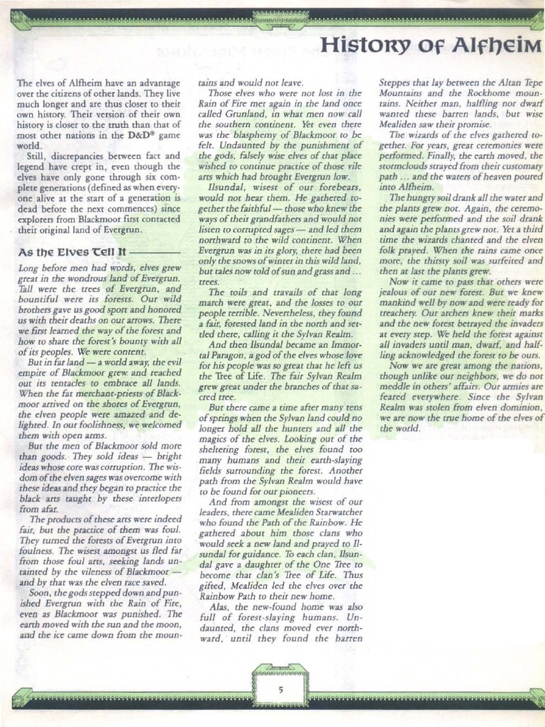 The Elves of Alfheim | PDF | Elf (Dungeons & Dragons) | Elves