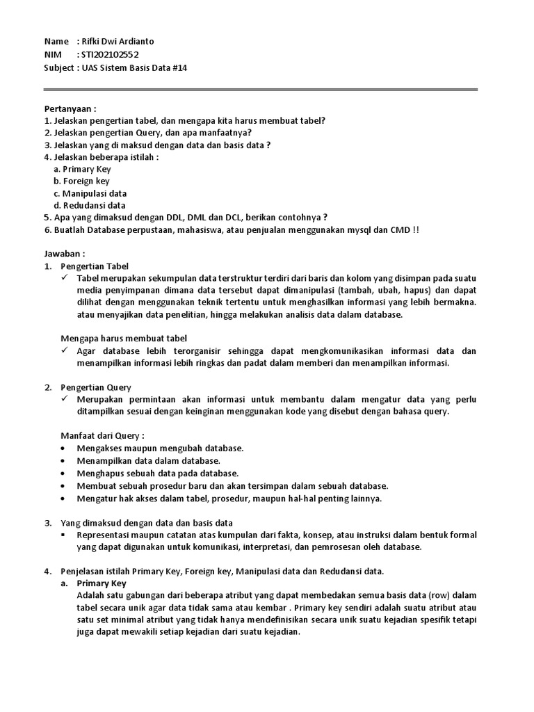 UAS Sistem Basis Data #14 | PDF
