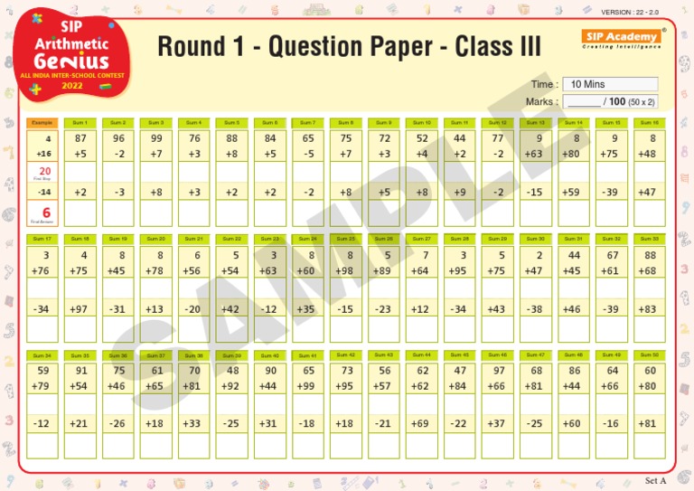 Class III Math Contest Paper | PDF