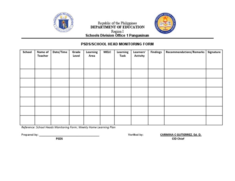 School Monitoring Form Guide | PDF