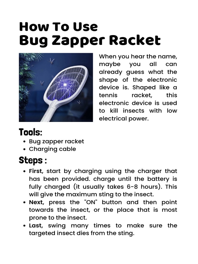 How To Use Bug Zapper Racket | PDF