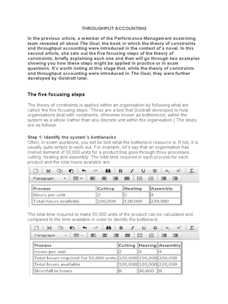 Throughput Accounting-Acca | PDF | Marketing | Cost