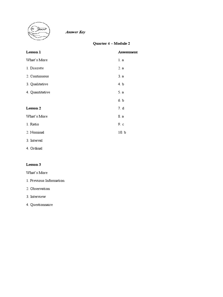Quarter 4 Module 2 Answer Key | PDF