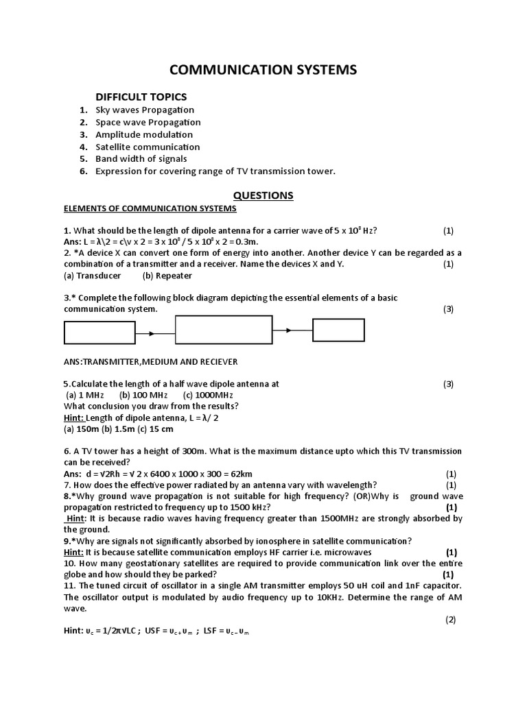 Key Concepts in Communication Systems | PDF | Detector (Radio) | Radio ...