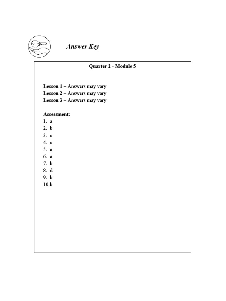 Math7 Q4 AnswerKey WK5 | PDF | Teaching Methods & Materials
