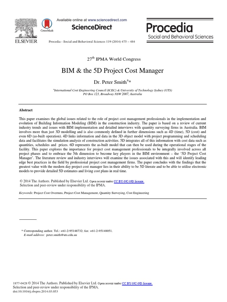 Bim & The 5D Project Cost Manager: Sciencedirect | PDF | Building ...