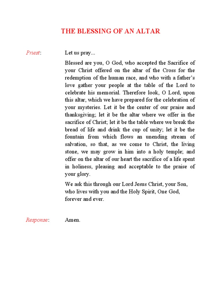 The Blessing of An Altar | PDF