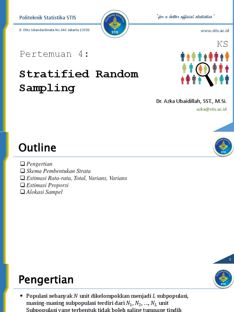 Pertemuan 4 Stratified Random Sample | PDF | Metode & Bahan Ajar
