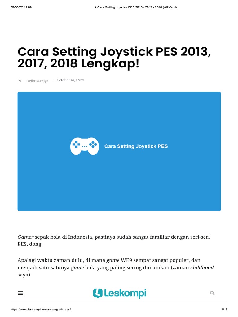 Cara Setting Joystick PES 2013 - 2017 - 2018 (All Versi) | PDF