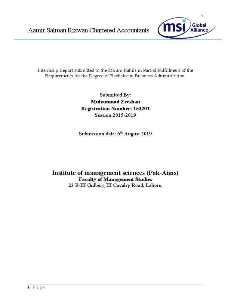 Internship Report | PDF | Audit | Accounting