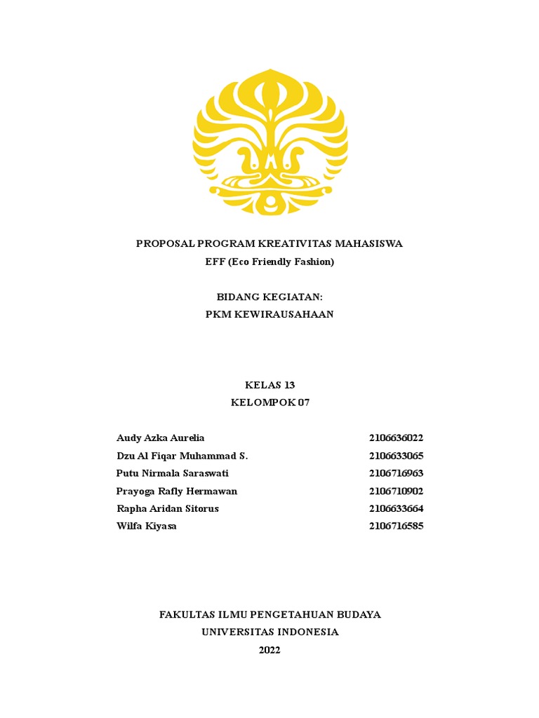 Proposal PKM - UAS - FG07 | PDF
