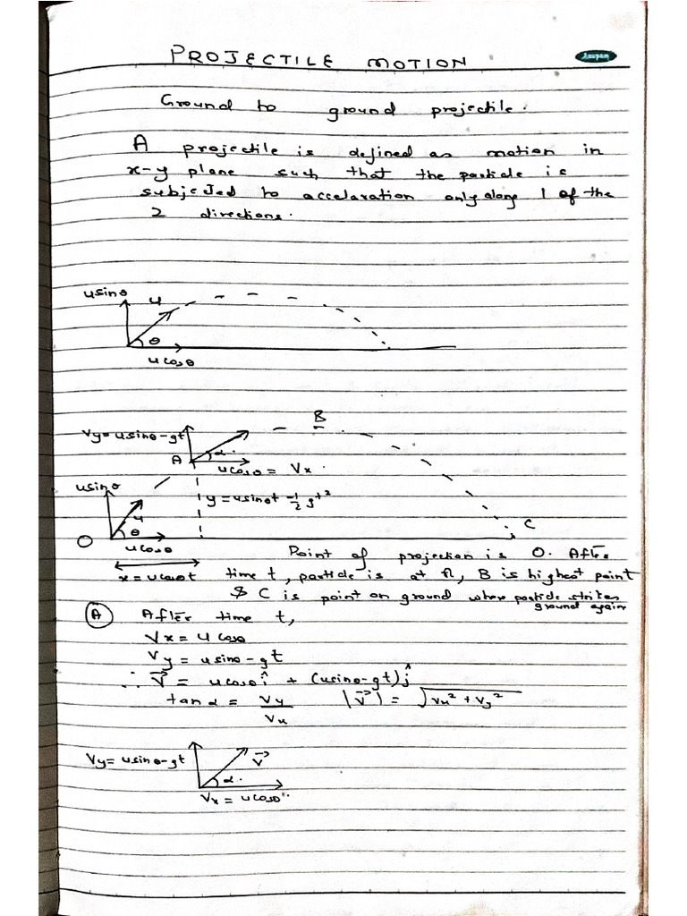 Projectile Motion Notes | PDF