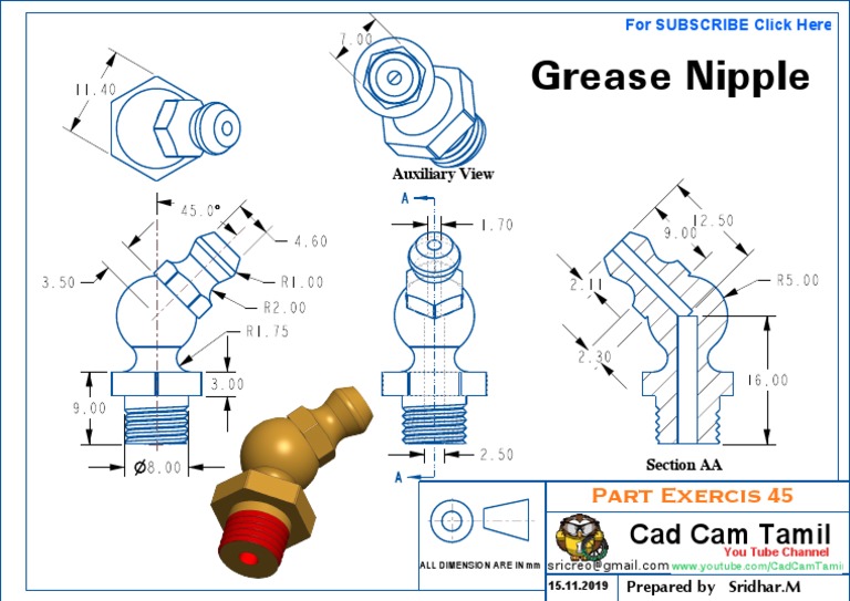 Grease Nipple: Cad Cam Tamil | PDF