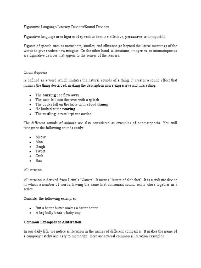 Common Examples of Alliteration | PDF | Linguistics | Human Communication