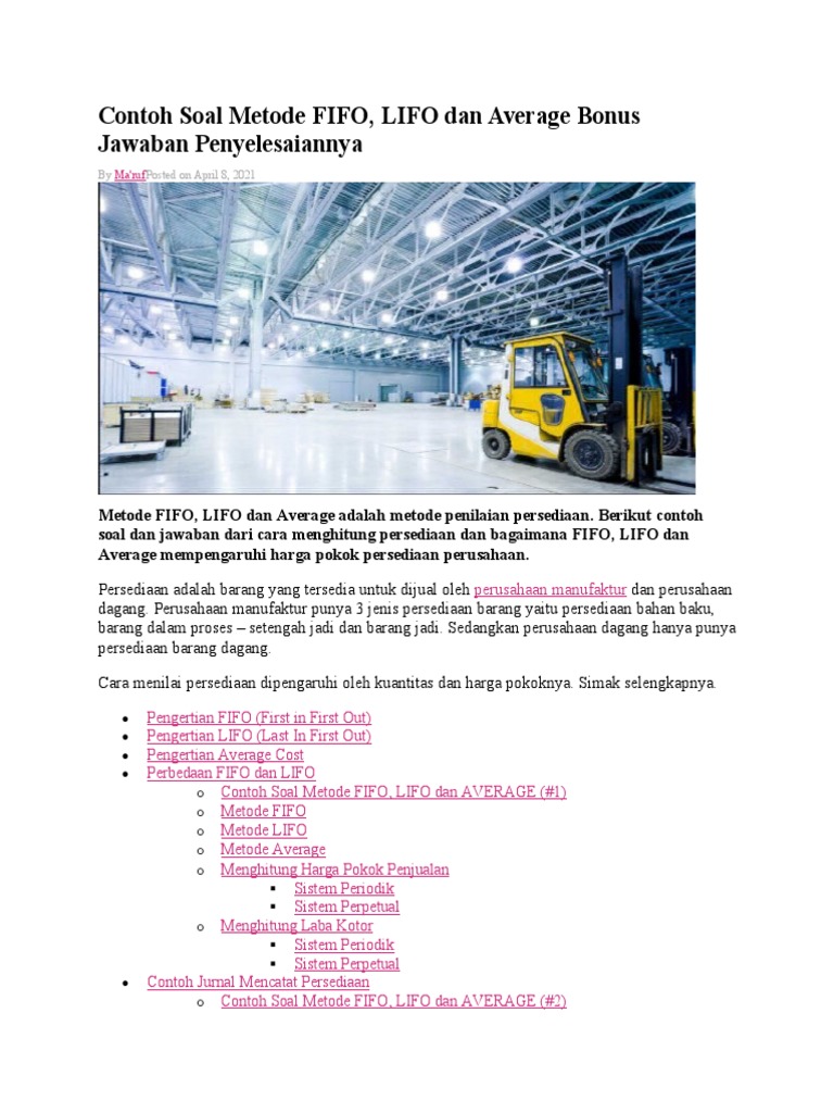 Contoh Soal Metode FIFO | PDF