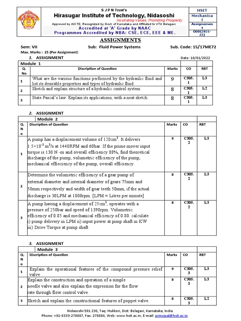 Hirasugar Institute of Technology, Nidasoshi: 1. Assignment | PDF ...