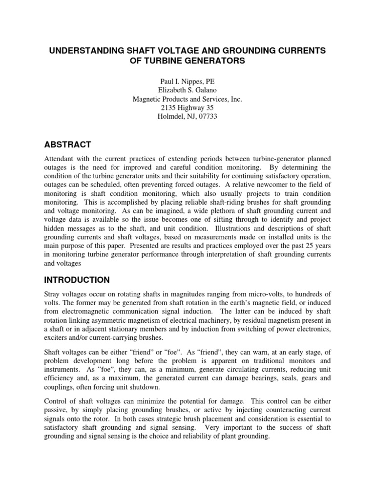 Understanding Shaft Voltage and Grounding Currents of Turbine ...