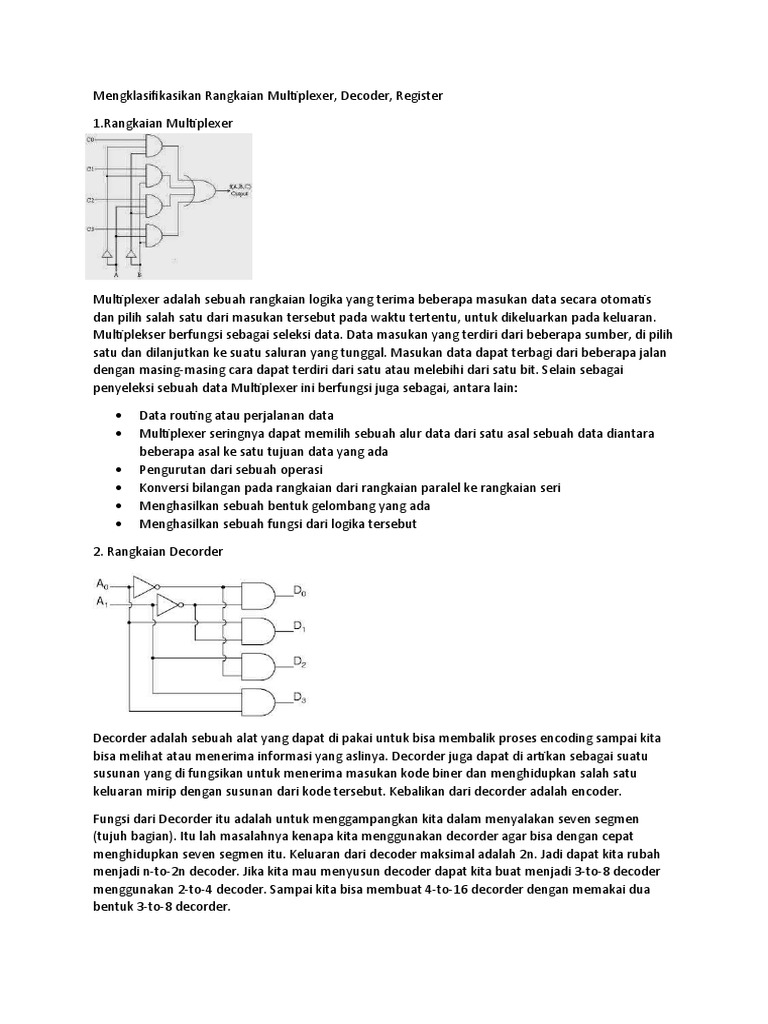 Klarifikasi Rangkaian Multiplexer, Decorder Dan Register | PDF