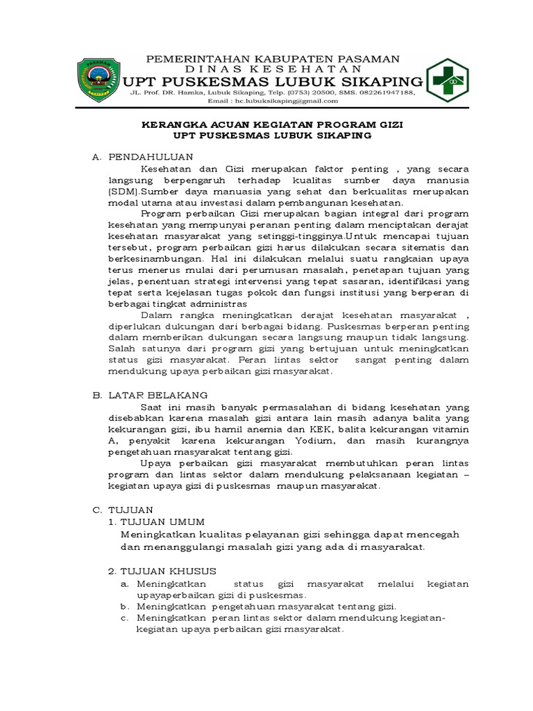 Program Gizi Puskesmas Lubuk Sikaping | PDF | Kesehatan Holistik