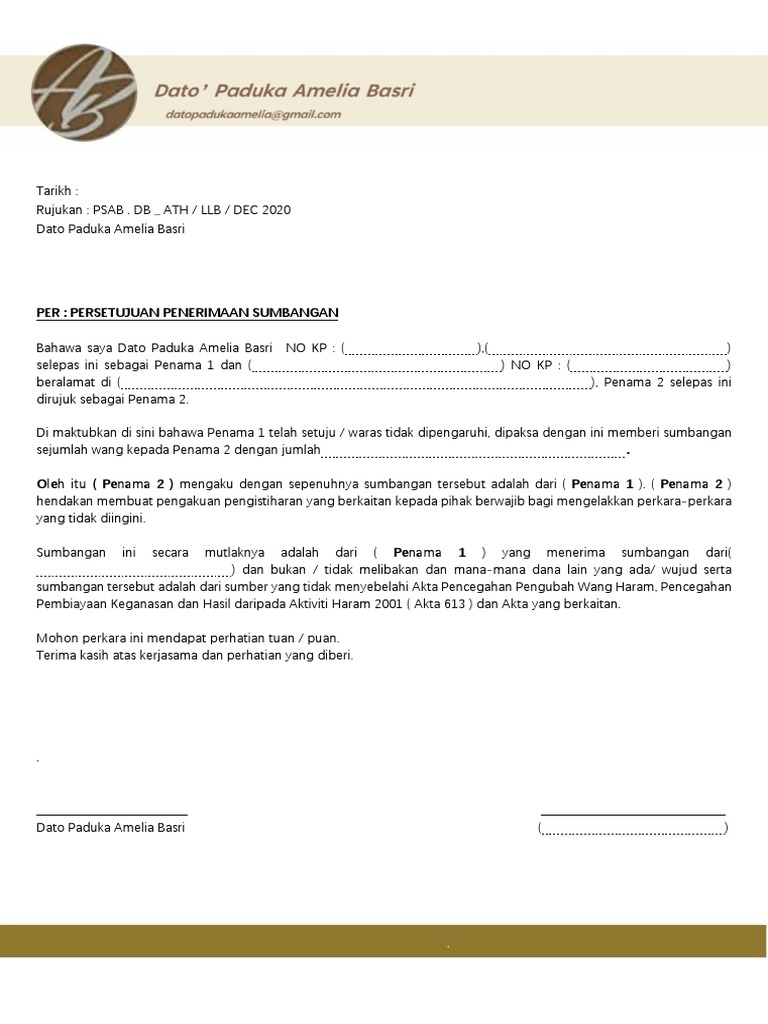 Surat Urusan Rasmi Dato Paduka Amelia - 1 | PDF