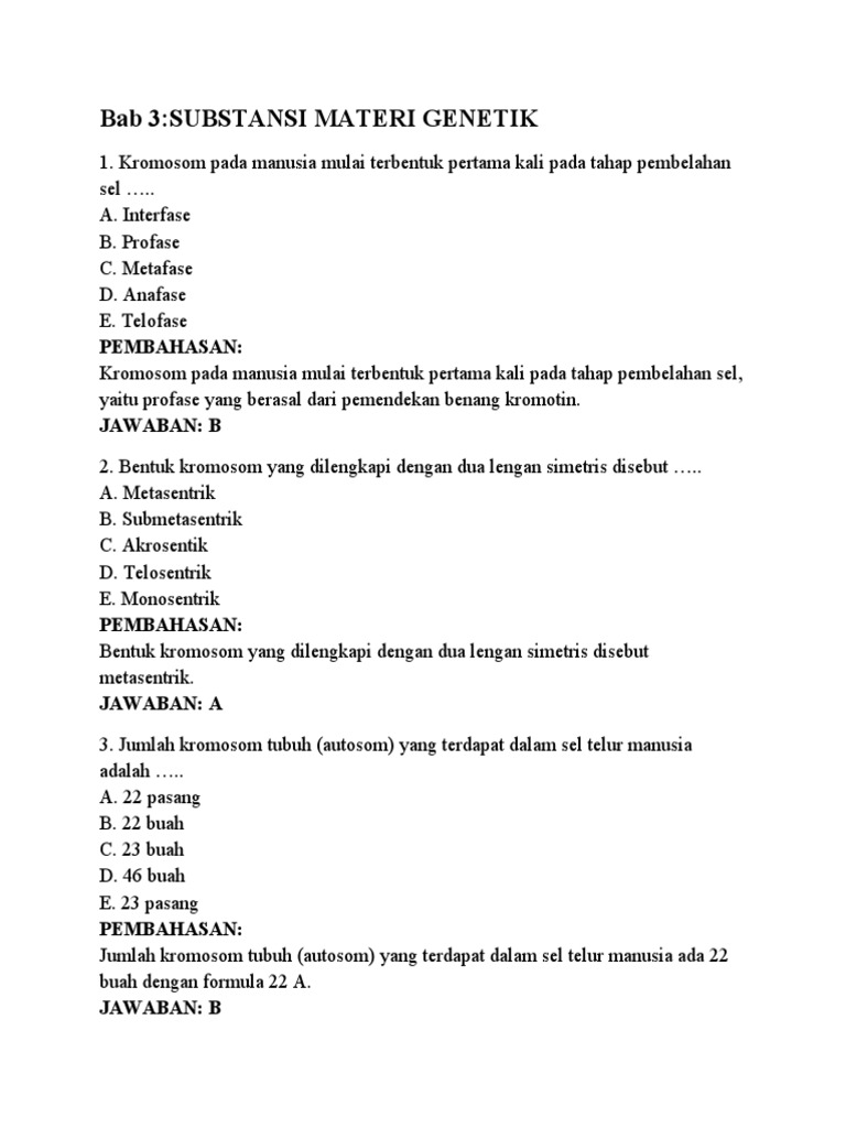Bab 3 SUBSTANSI MATERI GENETIK | PDF
