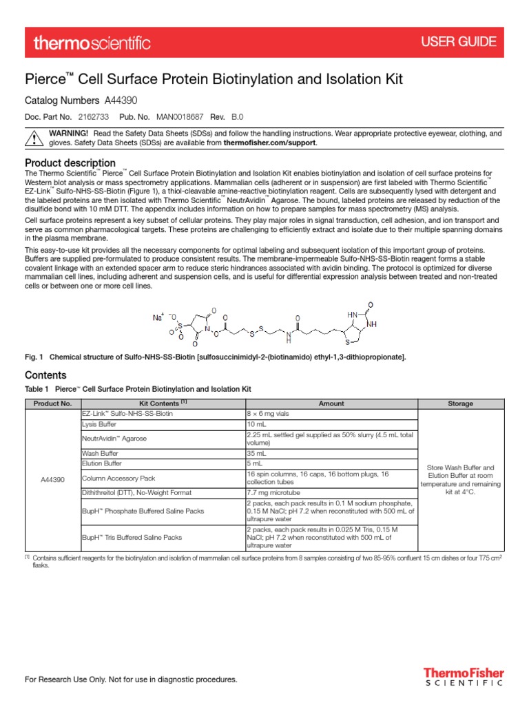 Pierce Cell Surface Protein Biotinylation and Isolation Kit: User Guide ...