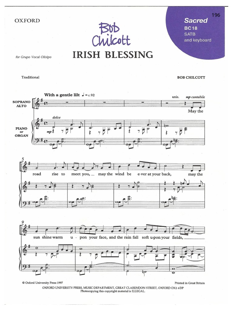 Irish Blessing - Chilcott | PDF