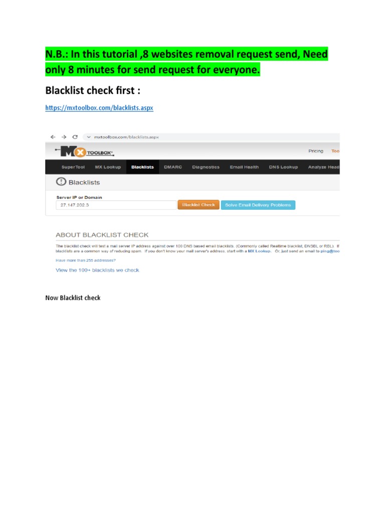 Blacklist Removal Reqest Send | PDF