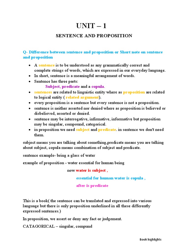 Sentence and Proposition | PDF | Argument | Deductive Reasoning