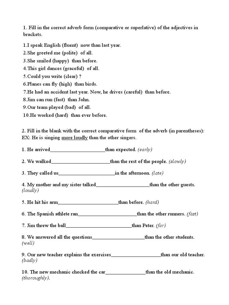 Adverb Ex. | Download Free PDF | Adverb